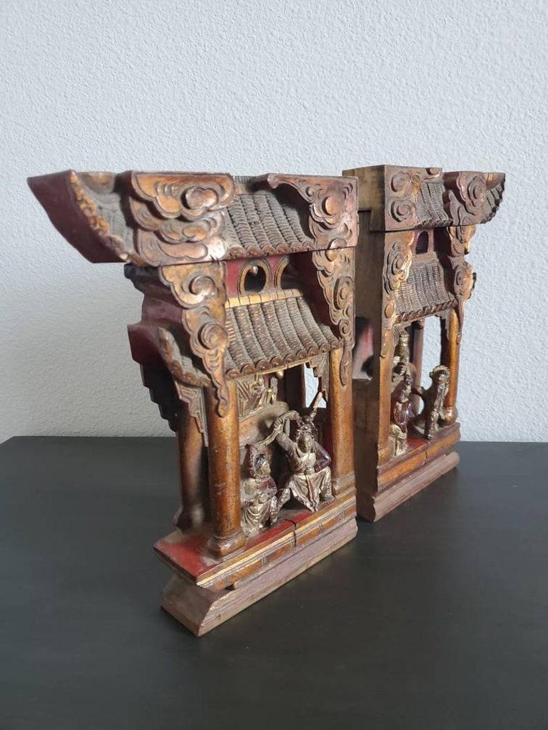 Rare Set of Two Qing Dynasty Chinese Architectural Temple Brackets For ...