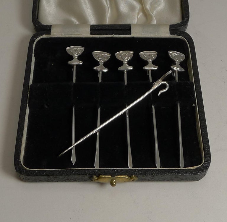Rare Set Six Vintage English Sterling Silver Champagne Glass Cocktail ...