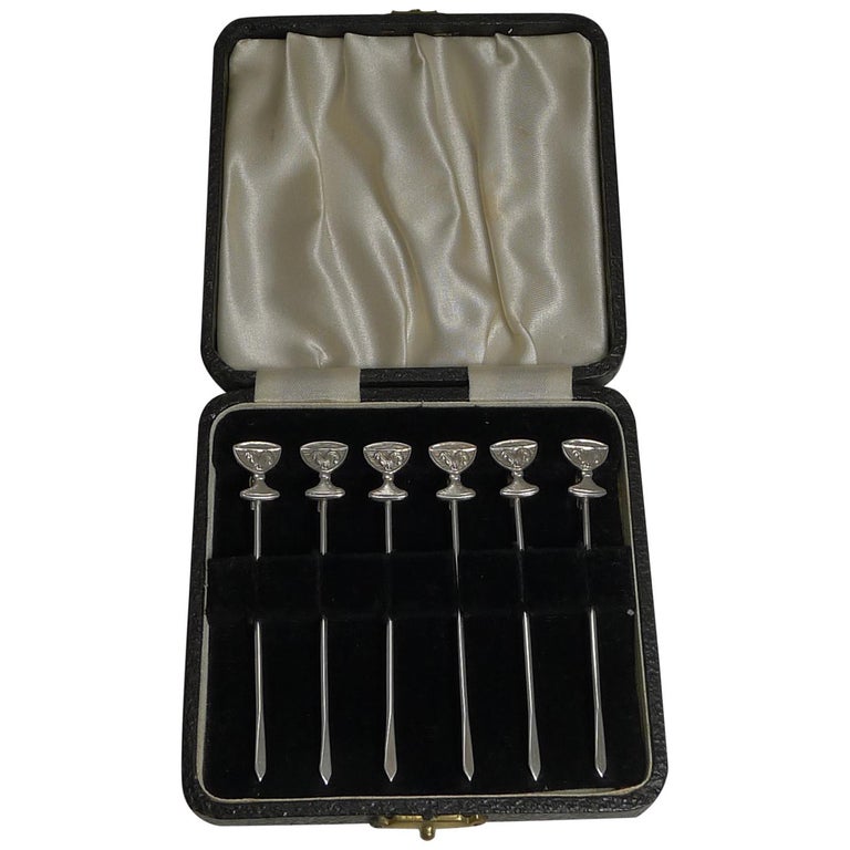 Rare Set Six Vintage English Sterling Silver Champagne Glass Cocktail ...