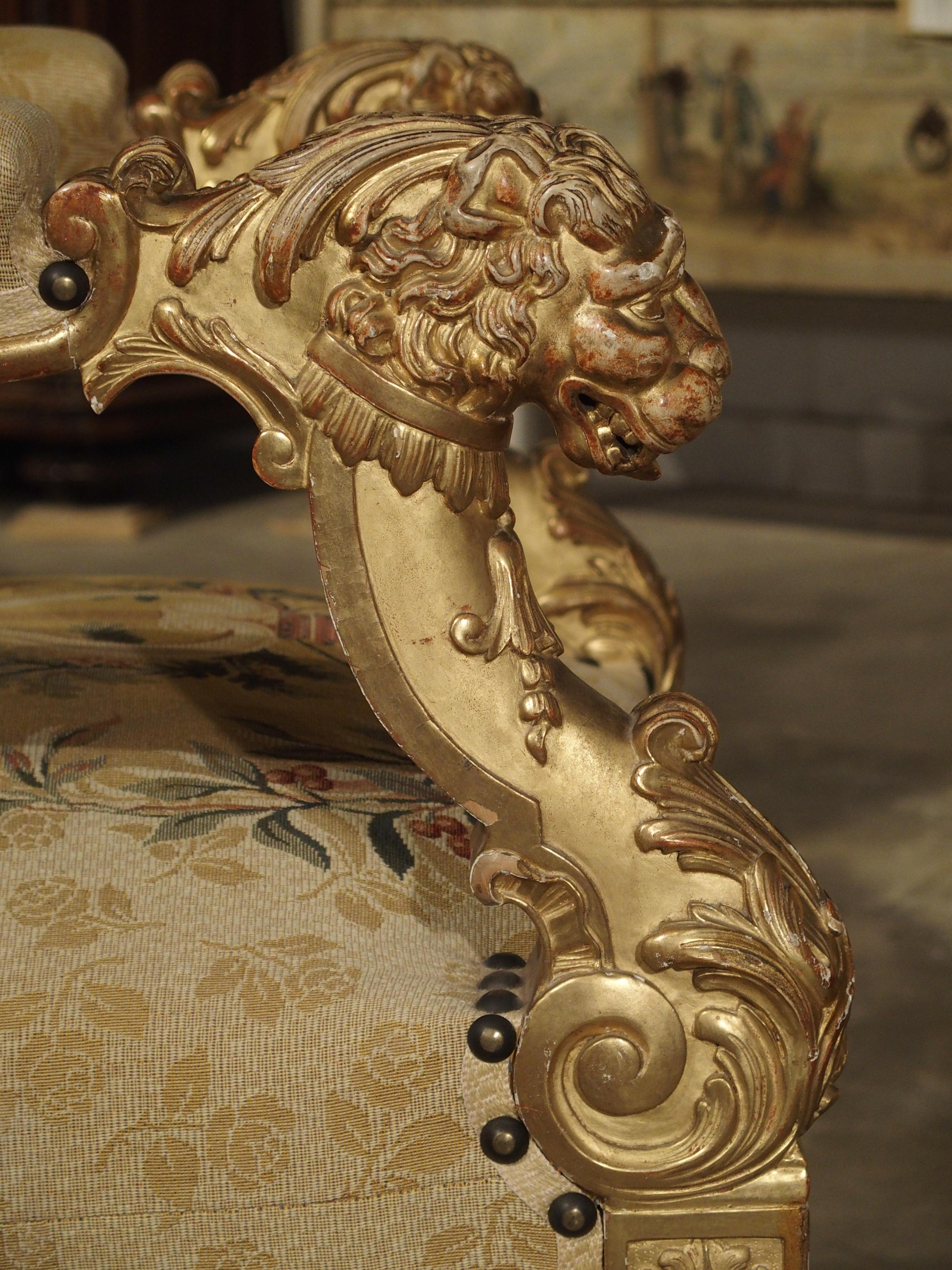 Rare Seven-Piece Louis XIV Style Giltwood Salon Suite from France ...