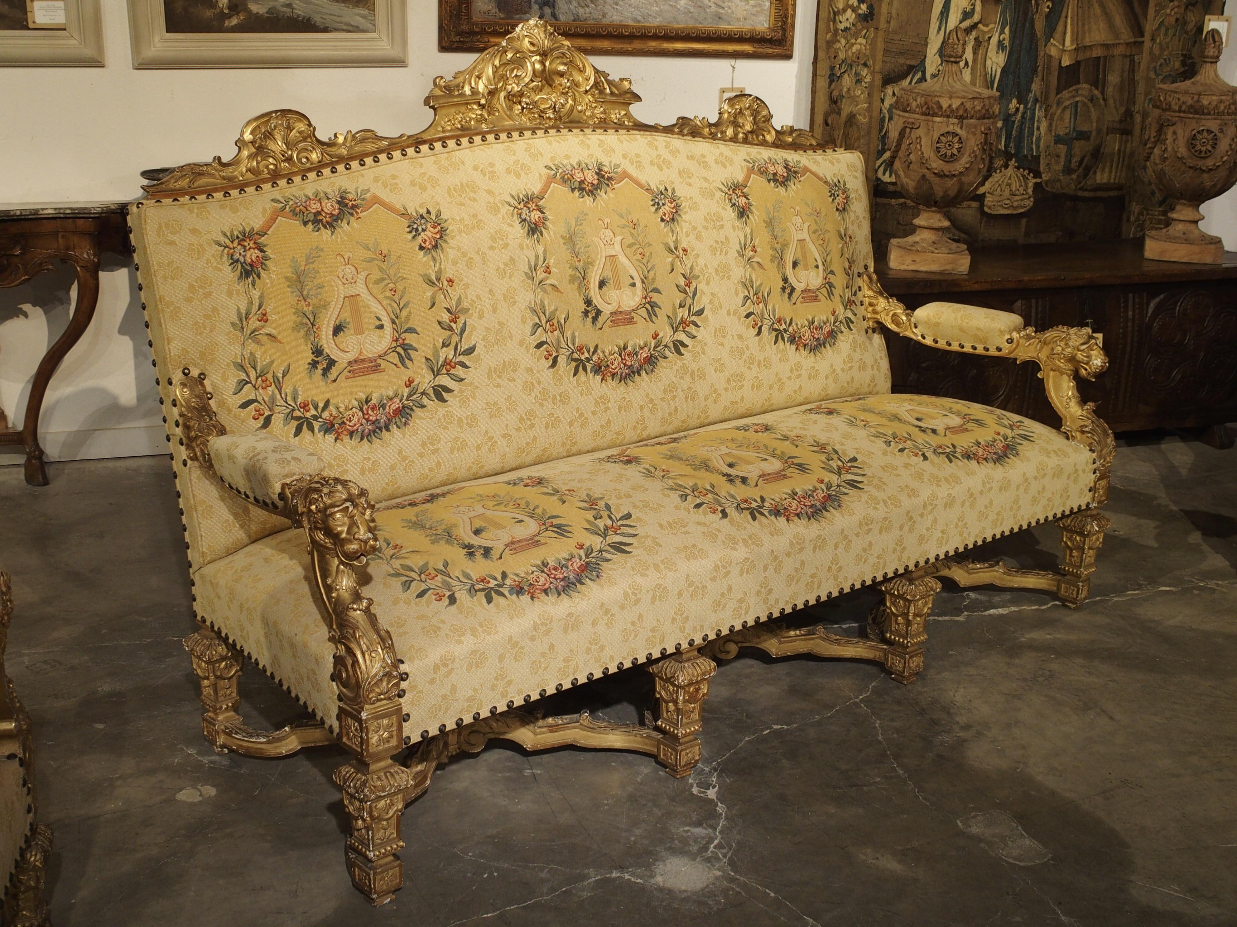 Rare Seven-Piece Louis XIV Style Giltwood Salon Suite from France ...
