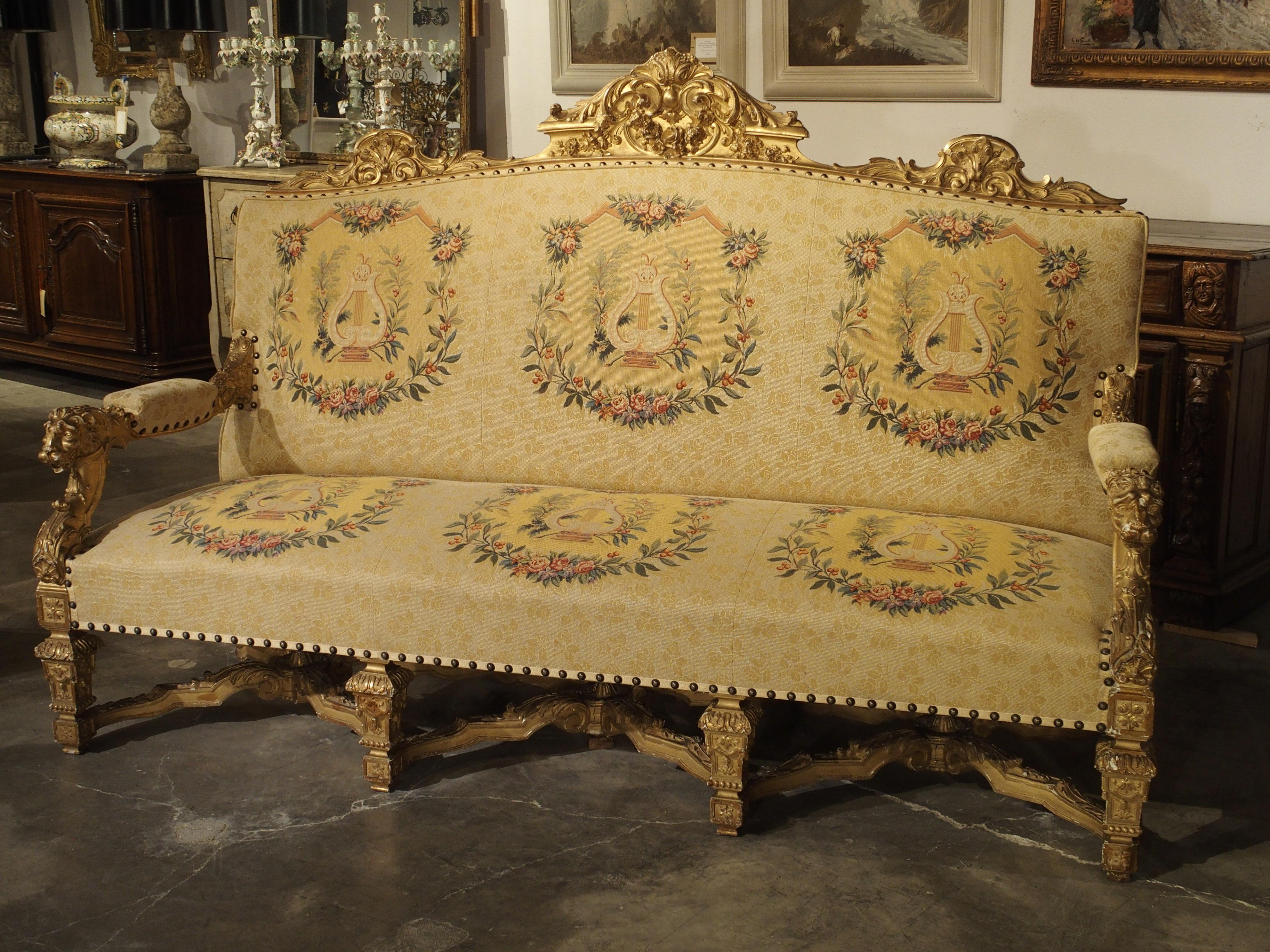Rare Seven-Piece Louis XIV Style Giltwood Salon Suite from France ...