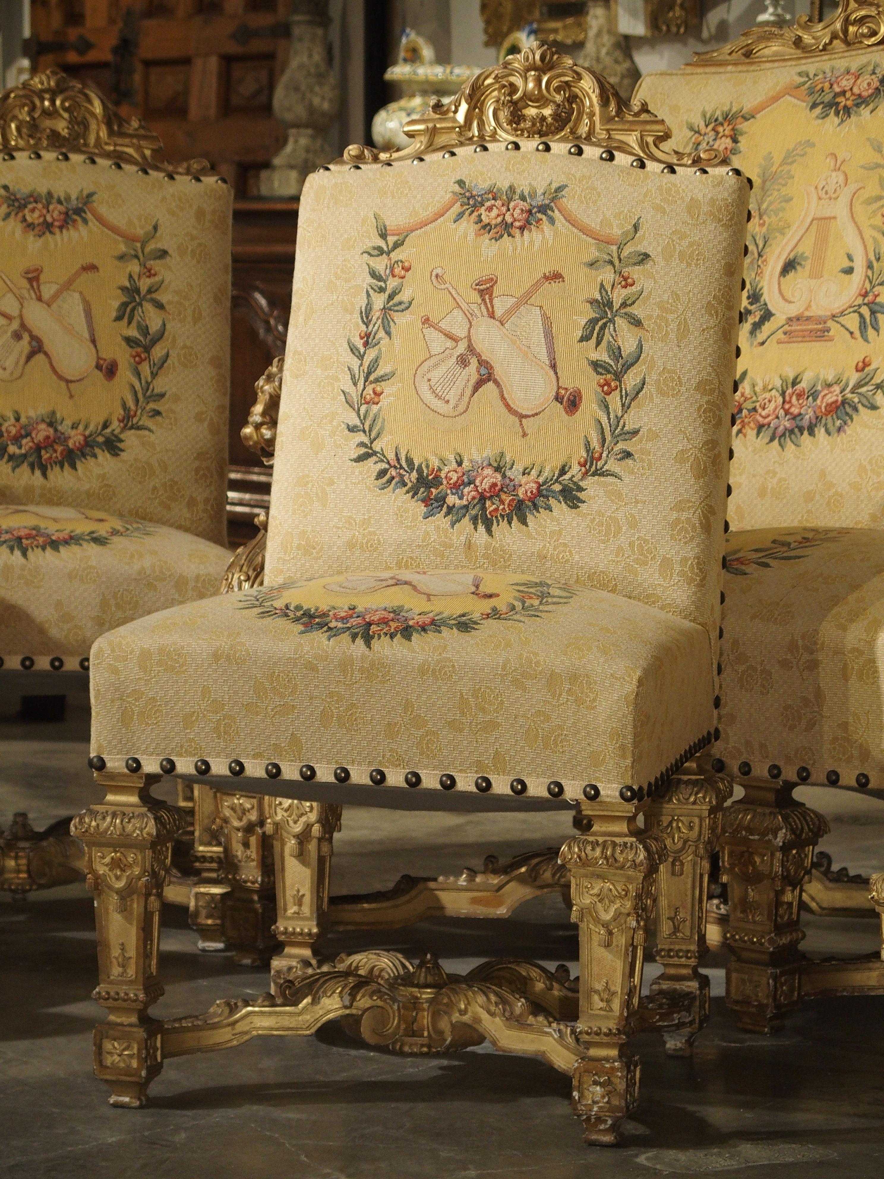 Rare Seven-Piece Louis XIV Style Giltwood Salon Suite from France ...