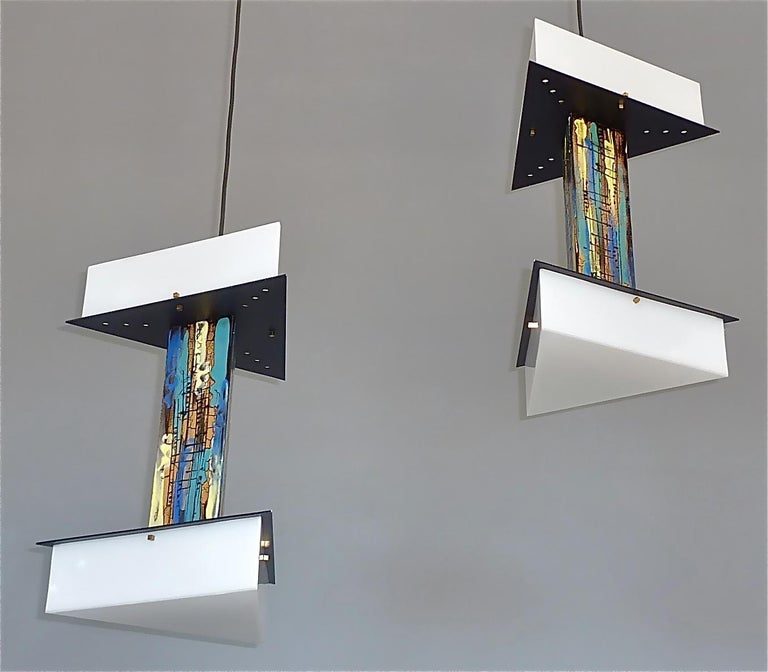 Rare Signed Angelo Brotto Esperia Midcentury Chandelier White Black ...