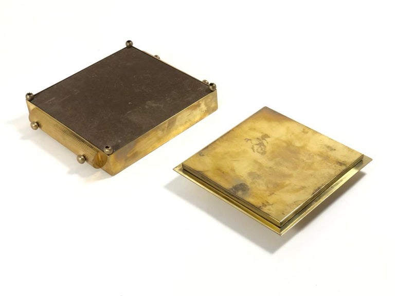 Rare in the Style of Gabriella Crespi Gold Cigarette / Pill Box Desk ...