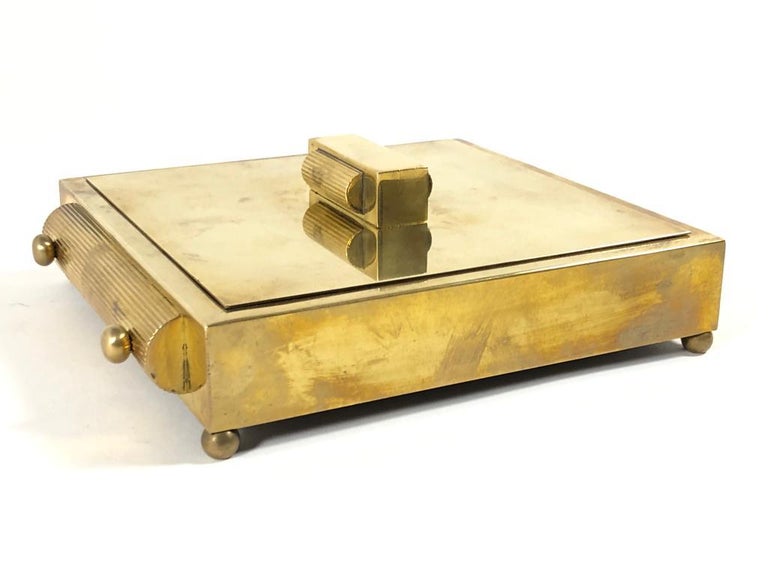 Rare in the Style of Gabriella Crespi Gold Cigarette / Pill Box Desk ...