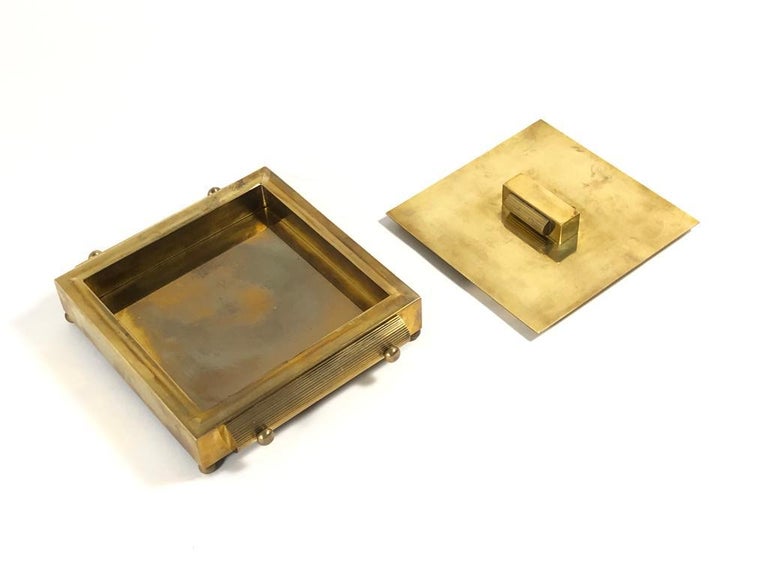 Rare in the Style of Gabriella Crespi Gold Cigarette / Pill Box Desk ...