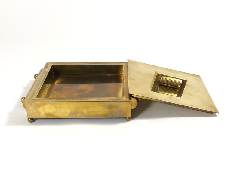 Rare in the Style of Gabriella Crespi Gold Cigarette / Pill Box Desk ...