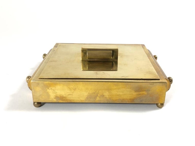 Rare in the Style of Gabriella Crespi Gold Cigarette / Pill Box Desk ...
