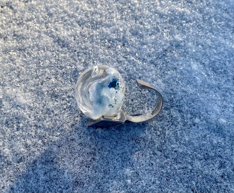 Rare Silver and Acrylic Ring Björn Weckström Lapponia Petrified Lake ...
