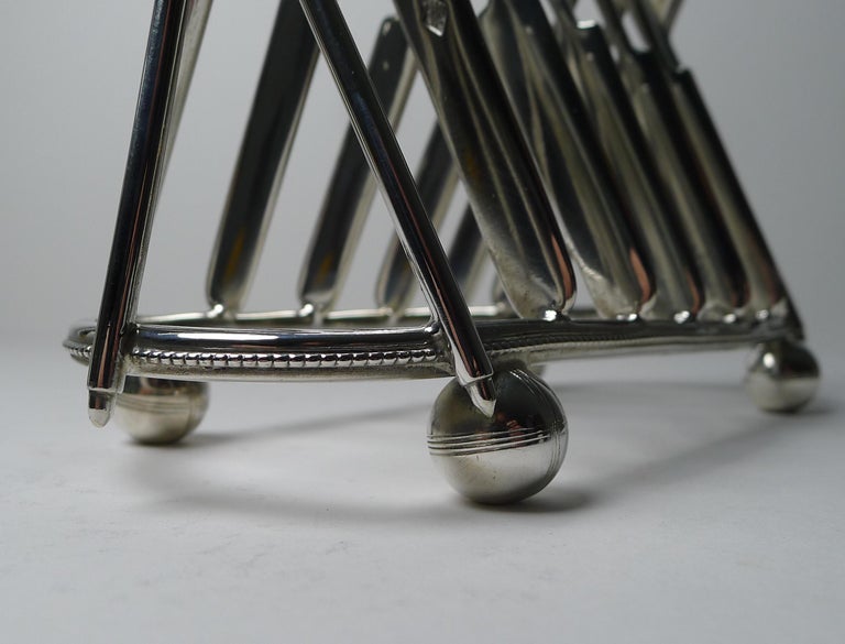 Rare Silver Plated Cricket Toast Rack - Reg. 1872 For Sale at 1stDibs