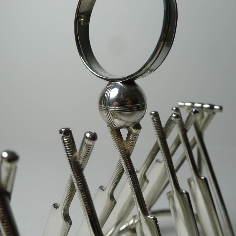 Rare Silver Plated Cricket Toast Rack - Reg. 1872 For Sale at 1stDibs