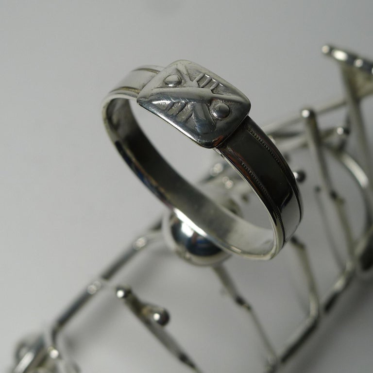 Rare Silver Plated Cricket Toast Rack - Reg. 1872 For Sale at 1stDibs