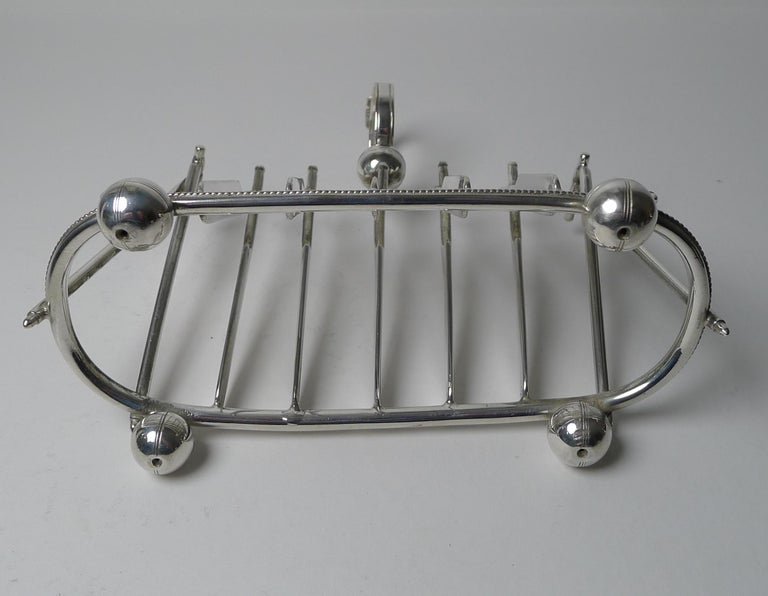 Rare Silver Plated Cricket Toast Rack - Reg. 1872 For Sale at 1stDibs