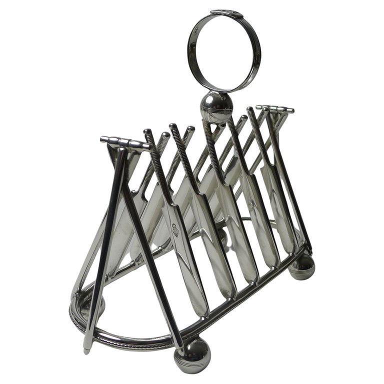 Rare Silver Plated Cricket Toast Rack - Reg. 1872 For Sale at 1stDibs