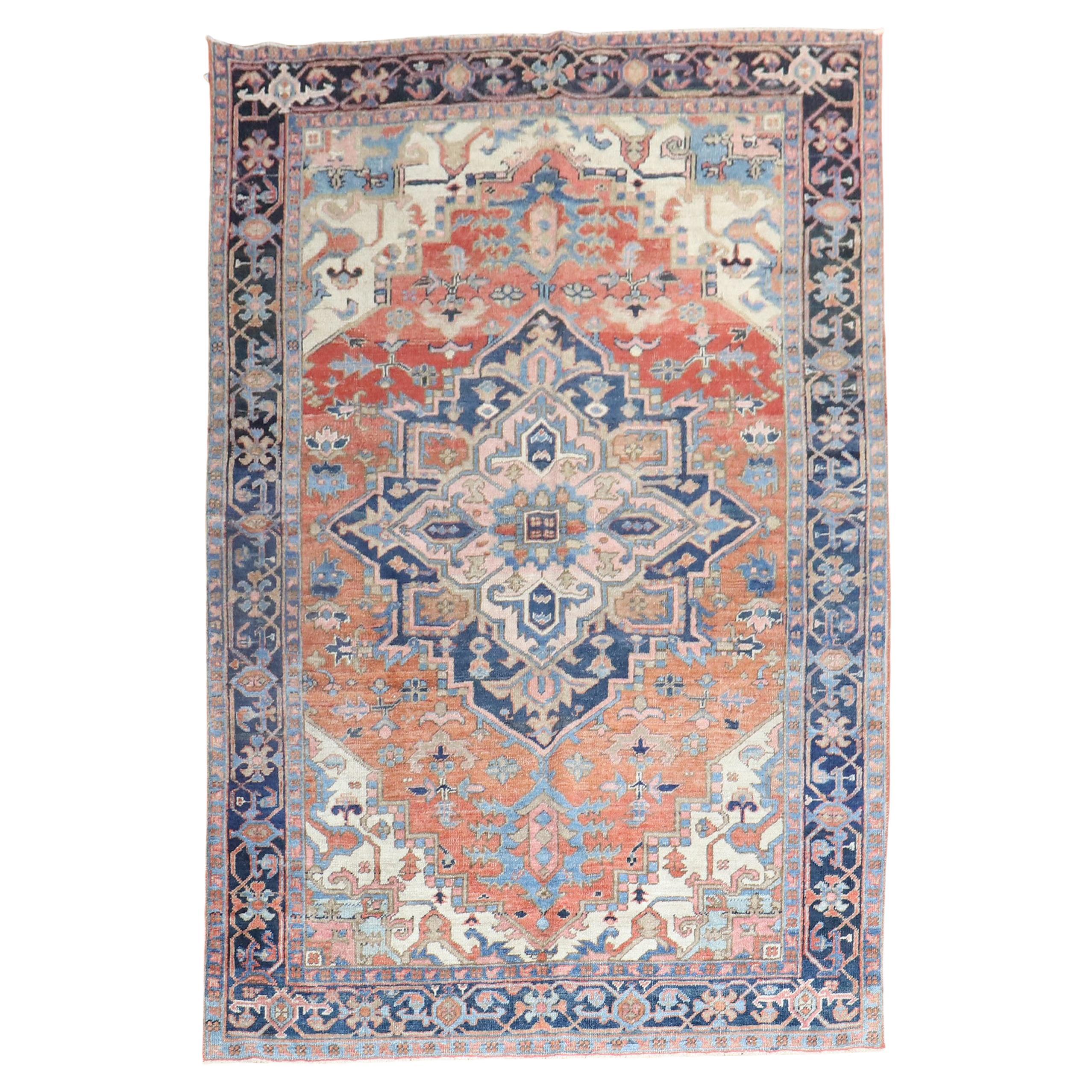 Antique Persian Heriz Rug. Size: 9 ft 8 in x 12 ft For Sale at 1stDibs