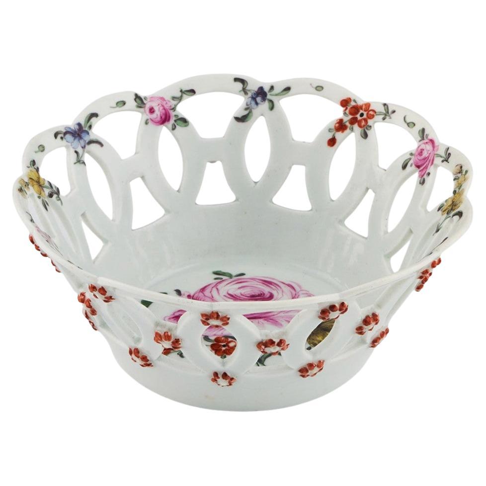 Rare Small Size Yellow Ground First Period Worcester Porcelain Basket ...