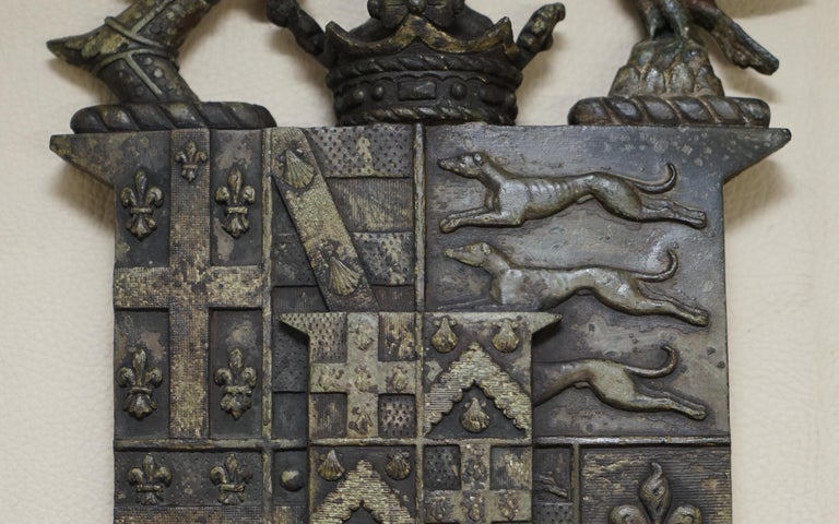 Rare Solid Bronze Armorial Crest Coat of Arms Lovely Verdigris ...