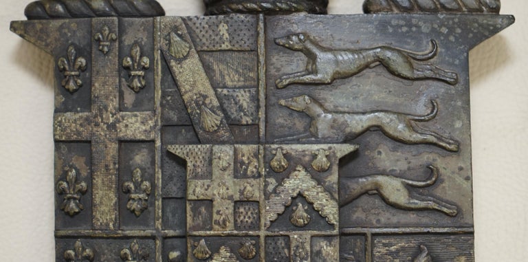 Rare Solid Bronze Armorial Crest Coat of Arms Lovely Verdigris ...