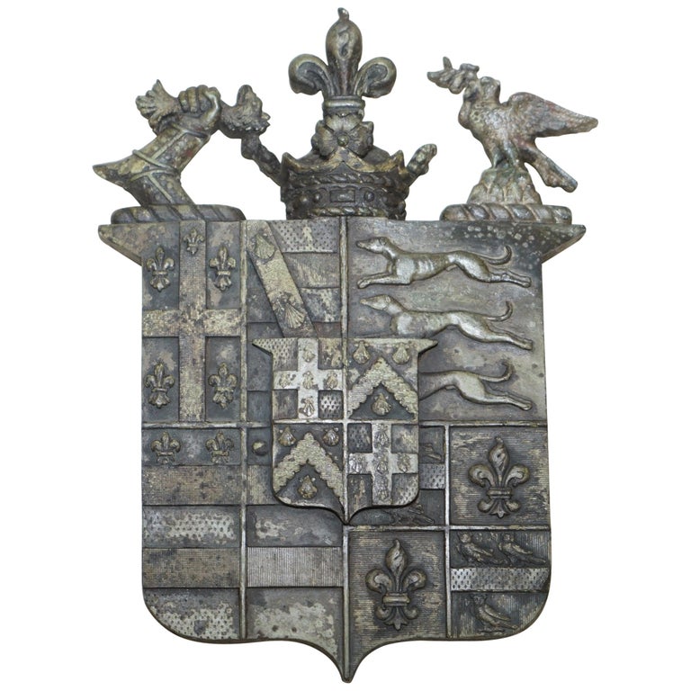 Rare Solid Bronze Armorial Crest Coat of Arms Lovely Verdigris ...