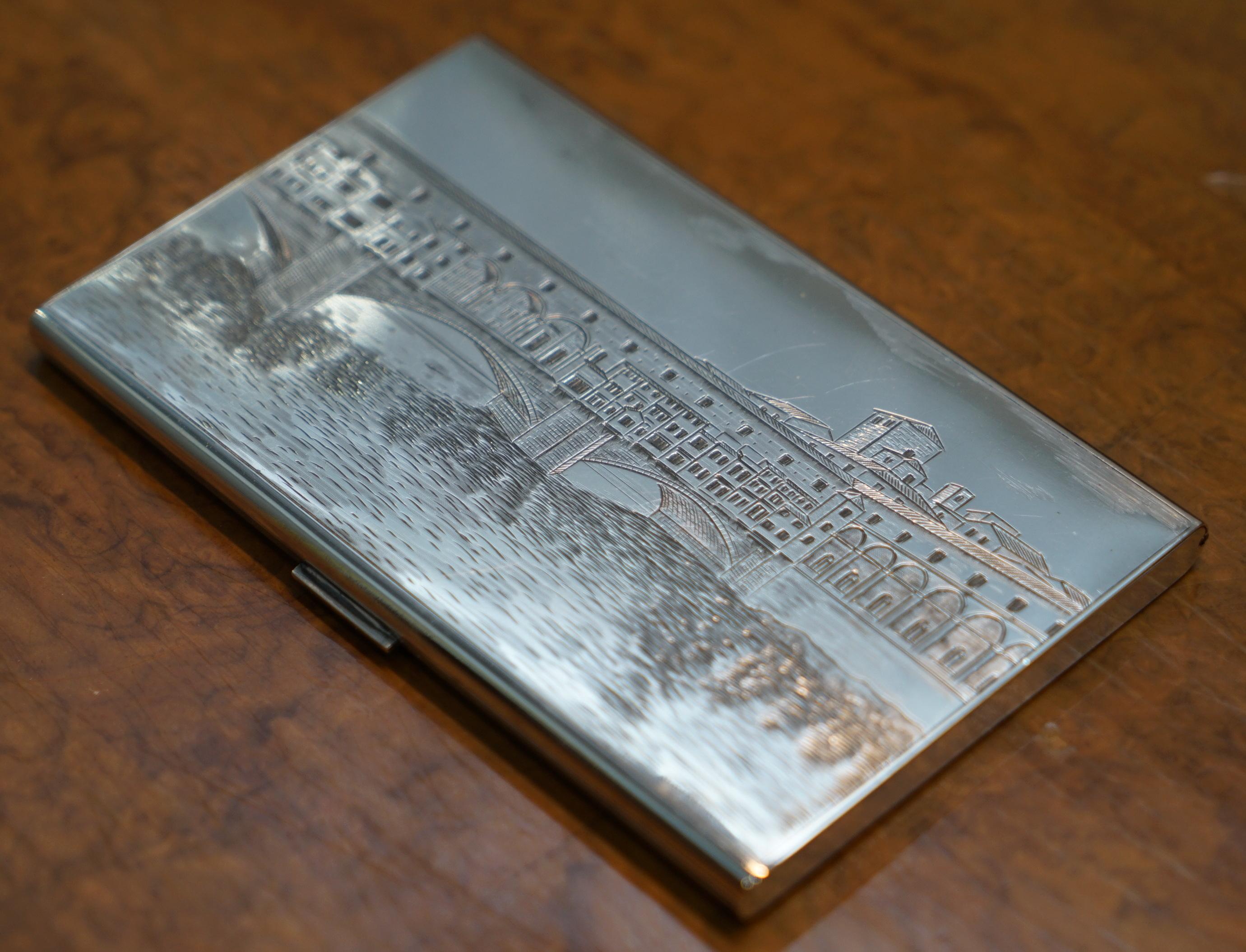 Rare Solid Silver Giovannoni Signed Cigarette Case with Italian Scene ...