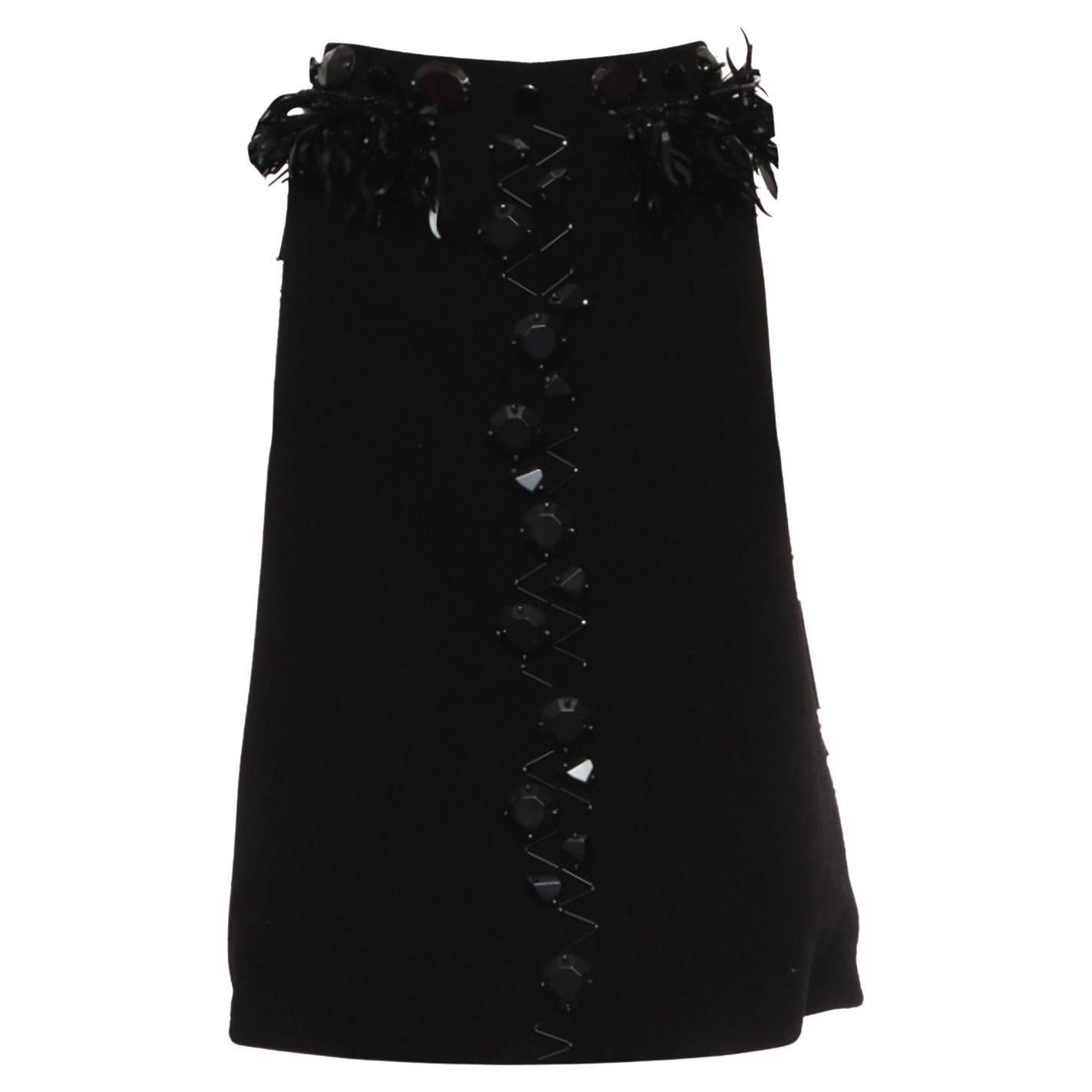 Rare SS14 Custom Louis Vuitton Black Embellished Midi Skirt For Sale at ...