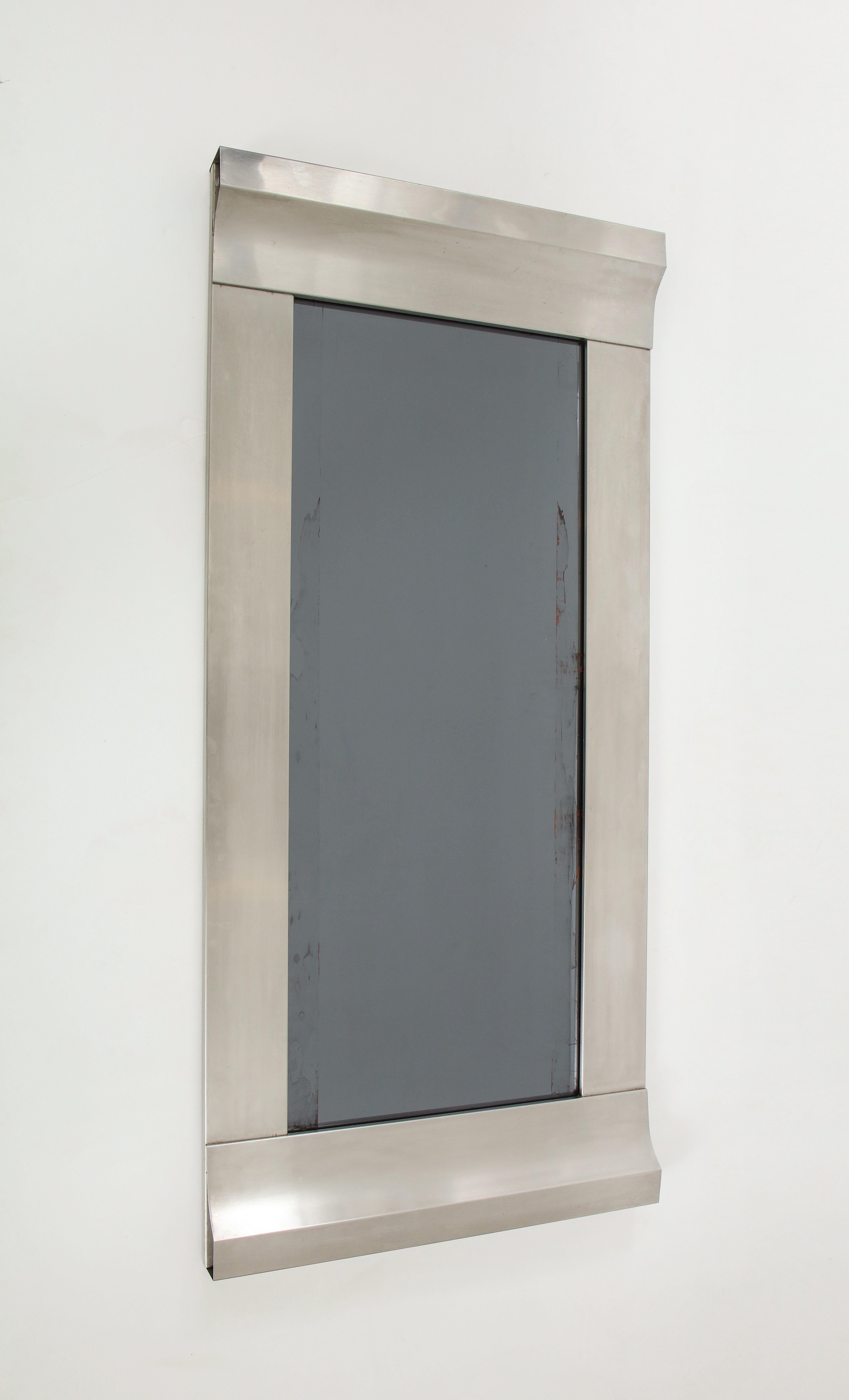 Rare Stainless Steel Graphic Mirror in the Style of Kappa, Italy, 1970s ...