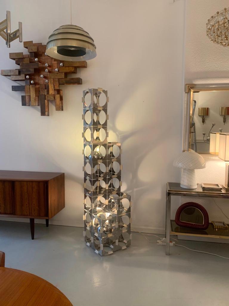 Rare Stainless Steel Skyscraper Modular Floor Lamp by Reggiani, Italy ...