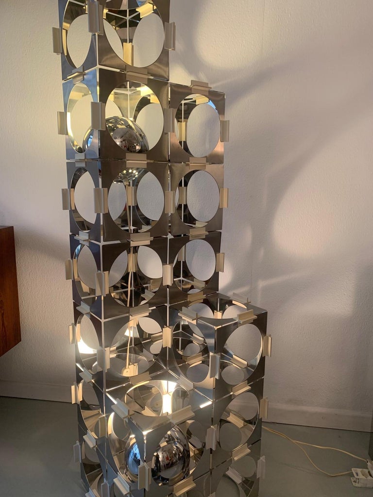 Rare Stainless Steel Skyscraper Modular Floor Lamp by Reggiani, Italy ...
