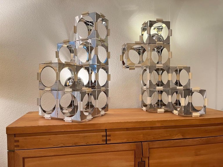 Rare Stainless Steel Skyscraper Modular Floor Lamp by Reggiani, Italy ...