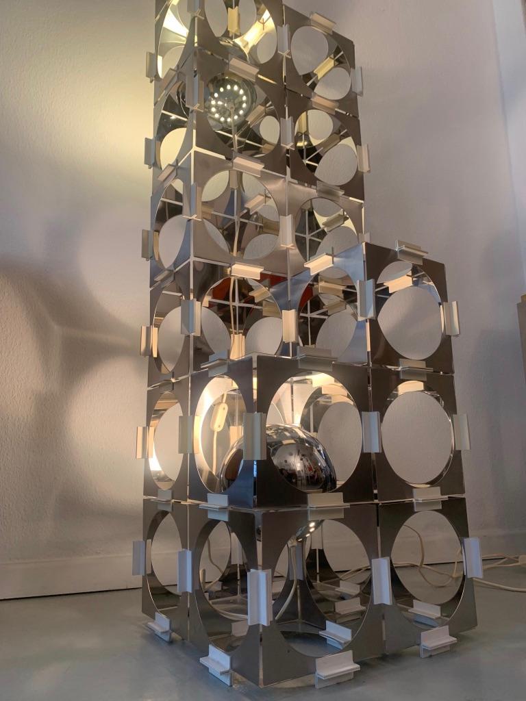 Rare Stainless Steel Skyscraper Modular Floor Lamp by Reggiani, Italy ...