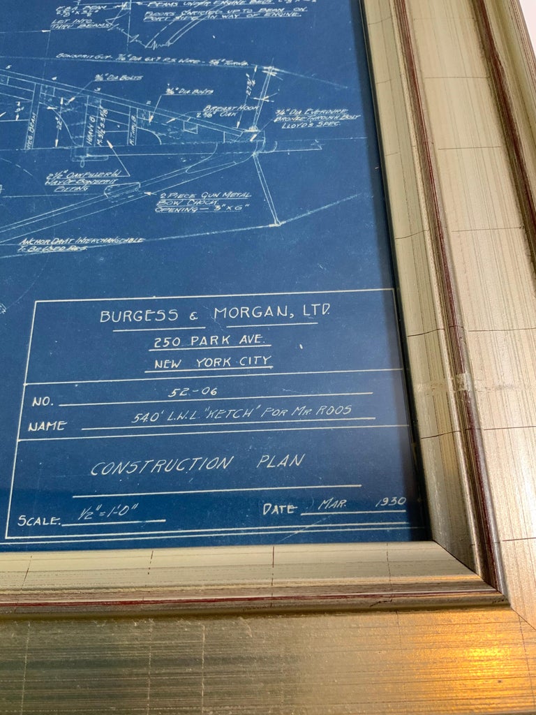 Rare Starling Burgess and Morgan Yacht Blueprint No. 52-06 For Sale at ...