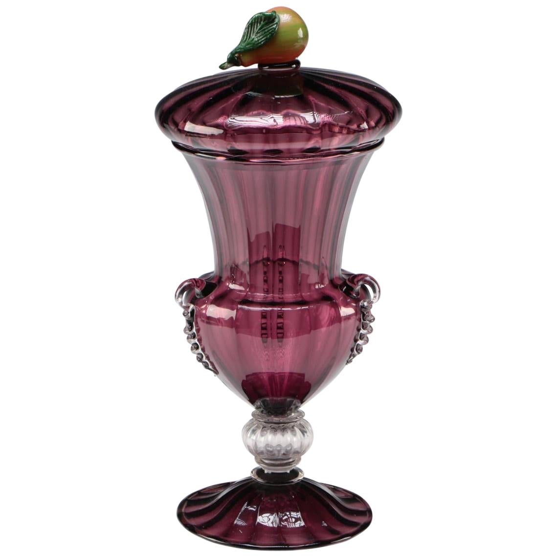 Rare Steuben Frederick Carder Amethyst Art Glass Covered Vase, circa ...