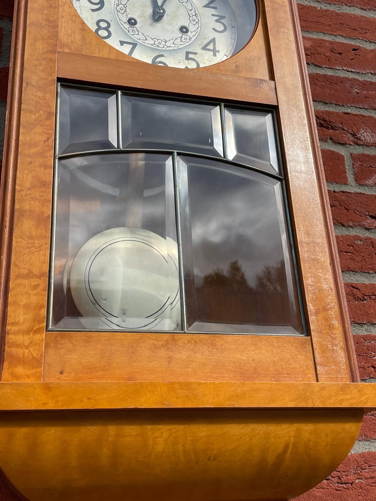 Rare and Striking Tiger Maple and Beveled Glass European Art Deco Wall ...