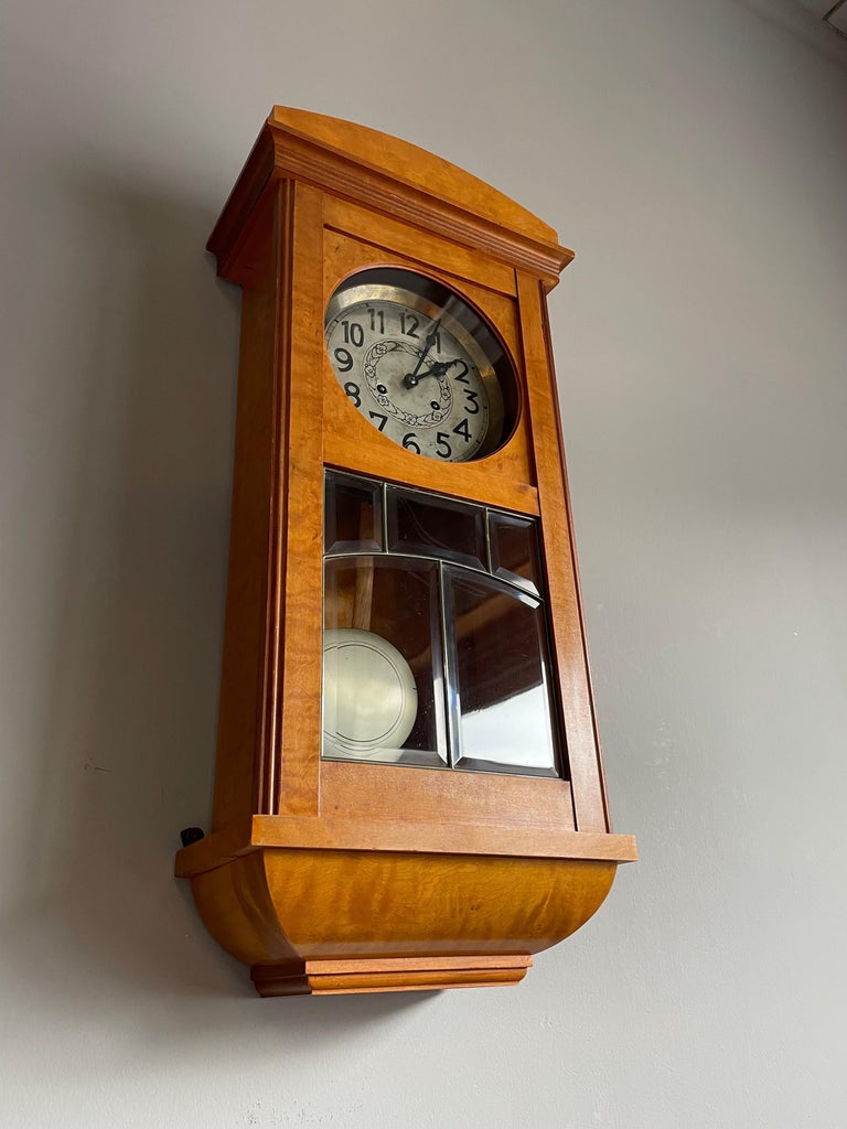 Rare and Striking Tiger Maple and Beveled Glass European Art Deco Wall ...