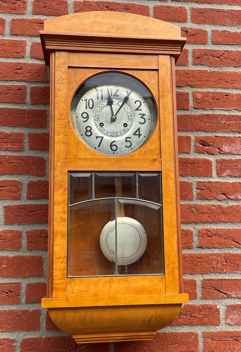Rare and Striking Tiger Maple and Beveled Glass European Art Deco Wall ...