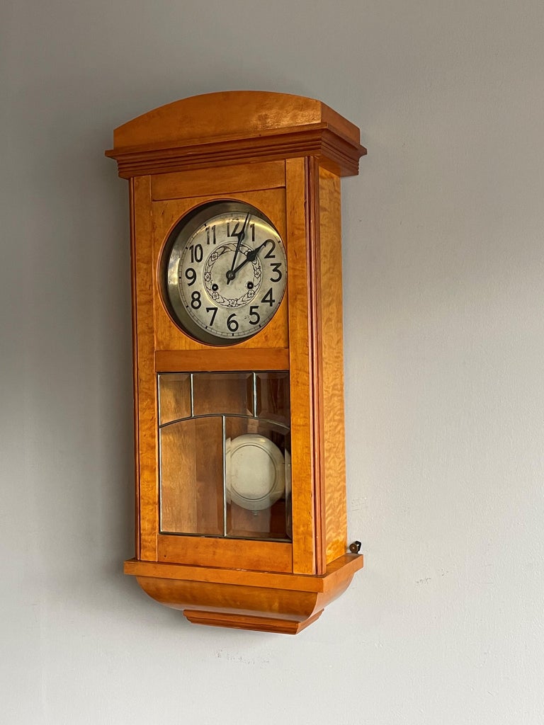 Rare and Striking Tiger Maple and Beveled Glass European Art Deco Wall ...