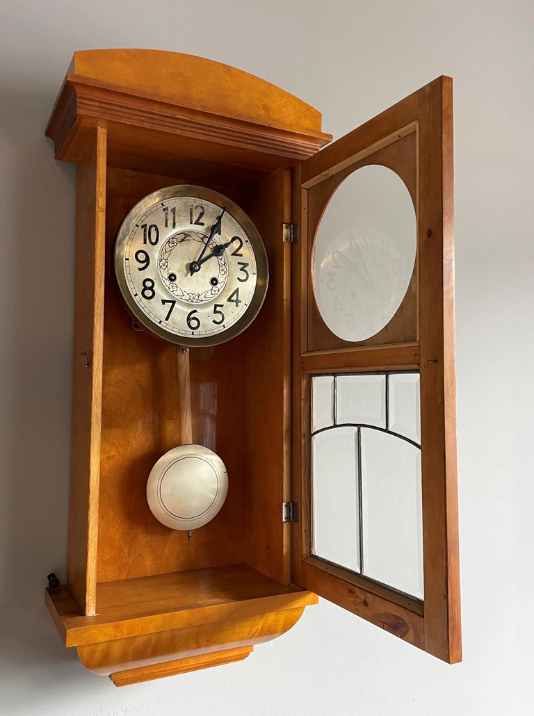 Rare and Striking Tiger Maple and Beveled Glass European Art Deco Wall ...