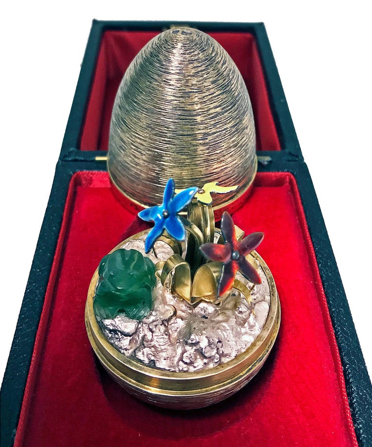 Rare Stuart Devlin Frog and Flowers Surprise Egg, London, 1975 at 1stDibs