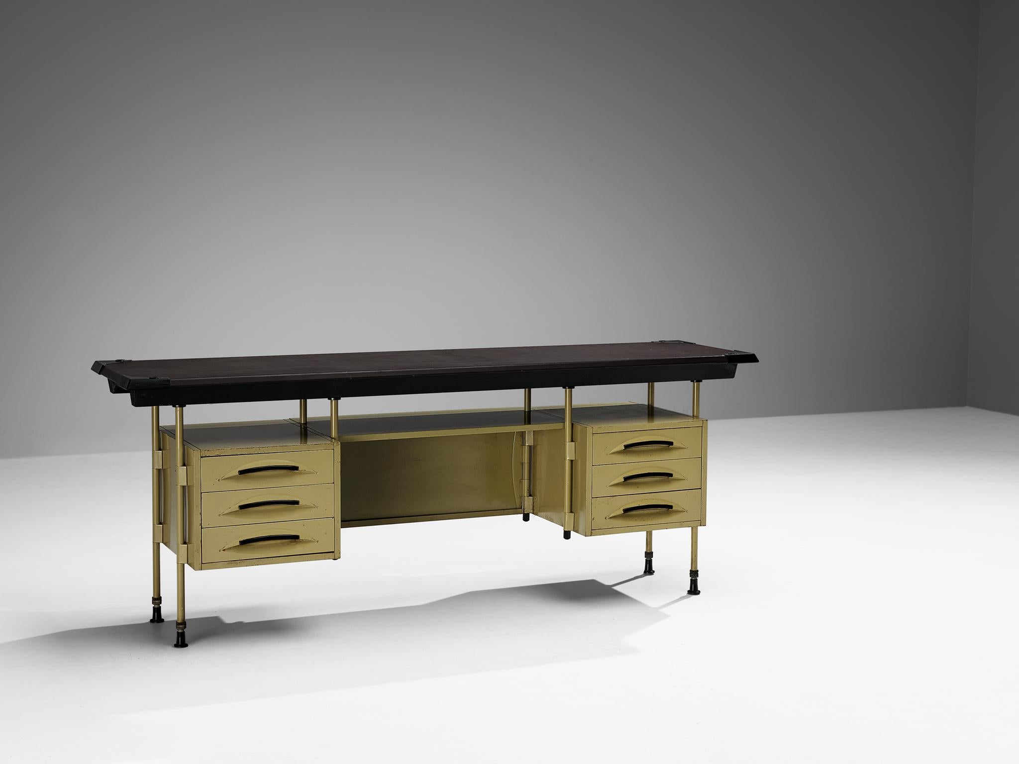Rare Studio BBPR for Olivetti ‘Spazio’ Sideboard in Green Coated Steel ...