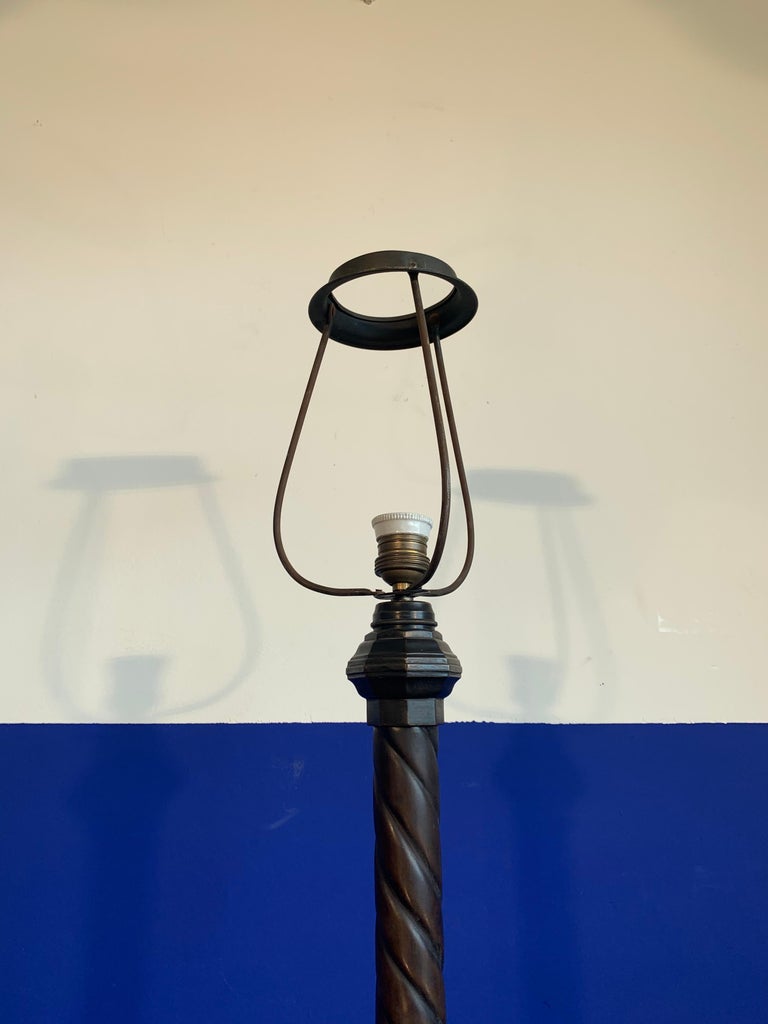 Arts and Crafts Muscular Males Bronze Floor Lamp w. 3 Atlas Style Pose ...