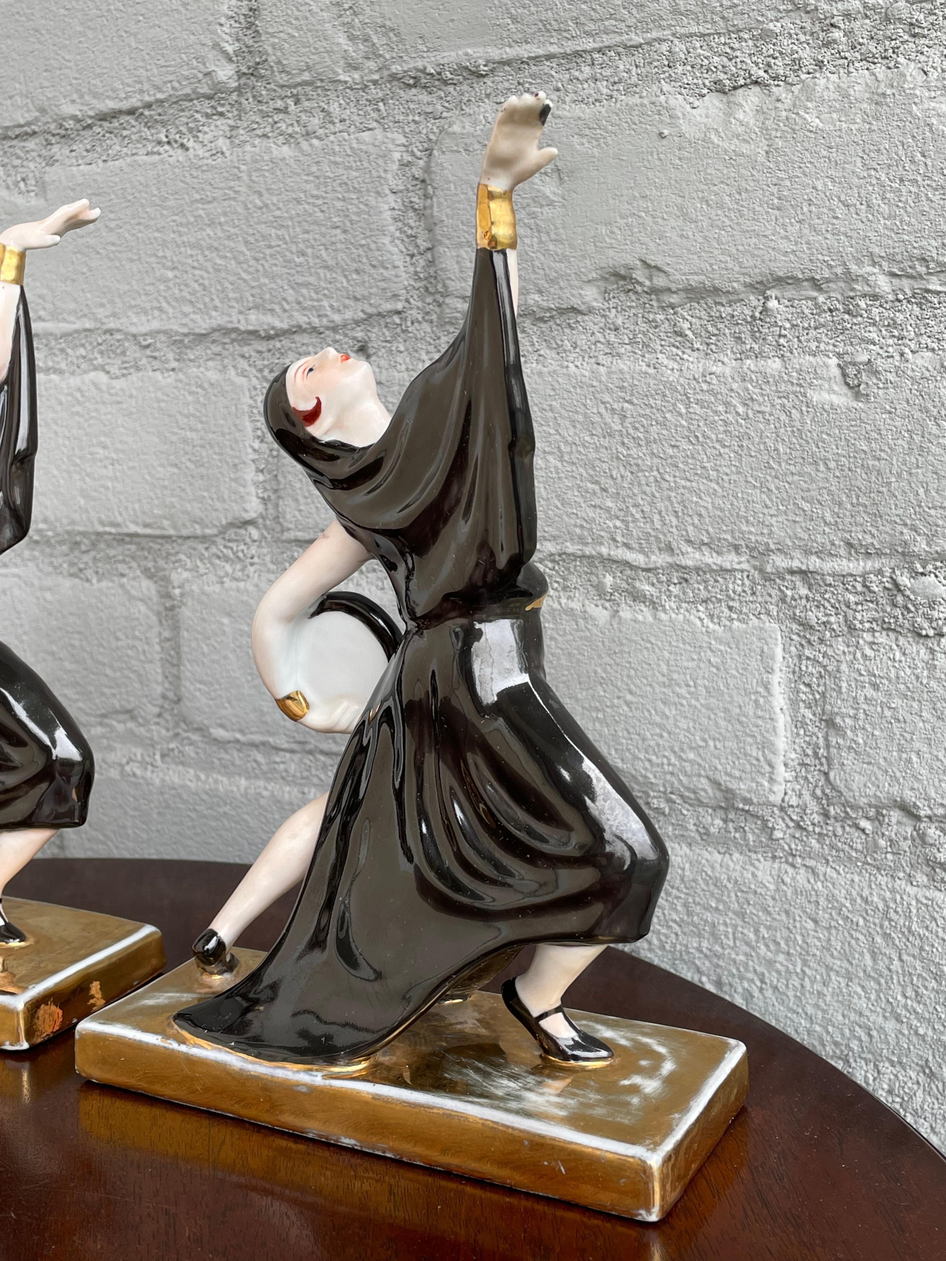 Rare and Stylish Pair of 1920s Porcelain French Art Deco Risque Dancer ...