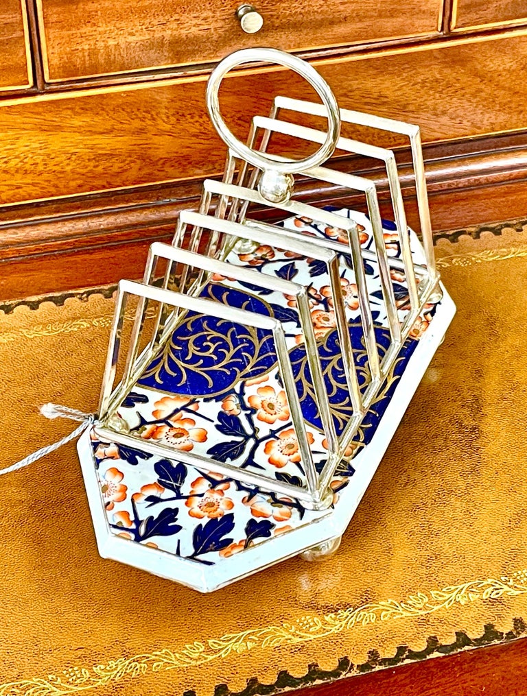 Rare and Superb Antique English Silverplate and Imari porcelain Toast ...