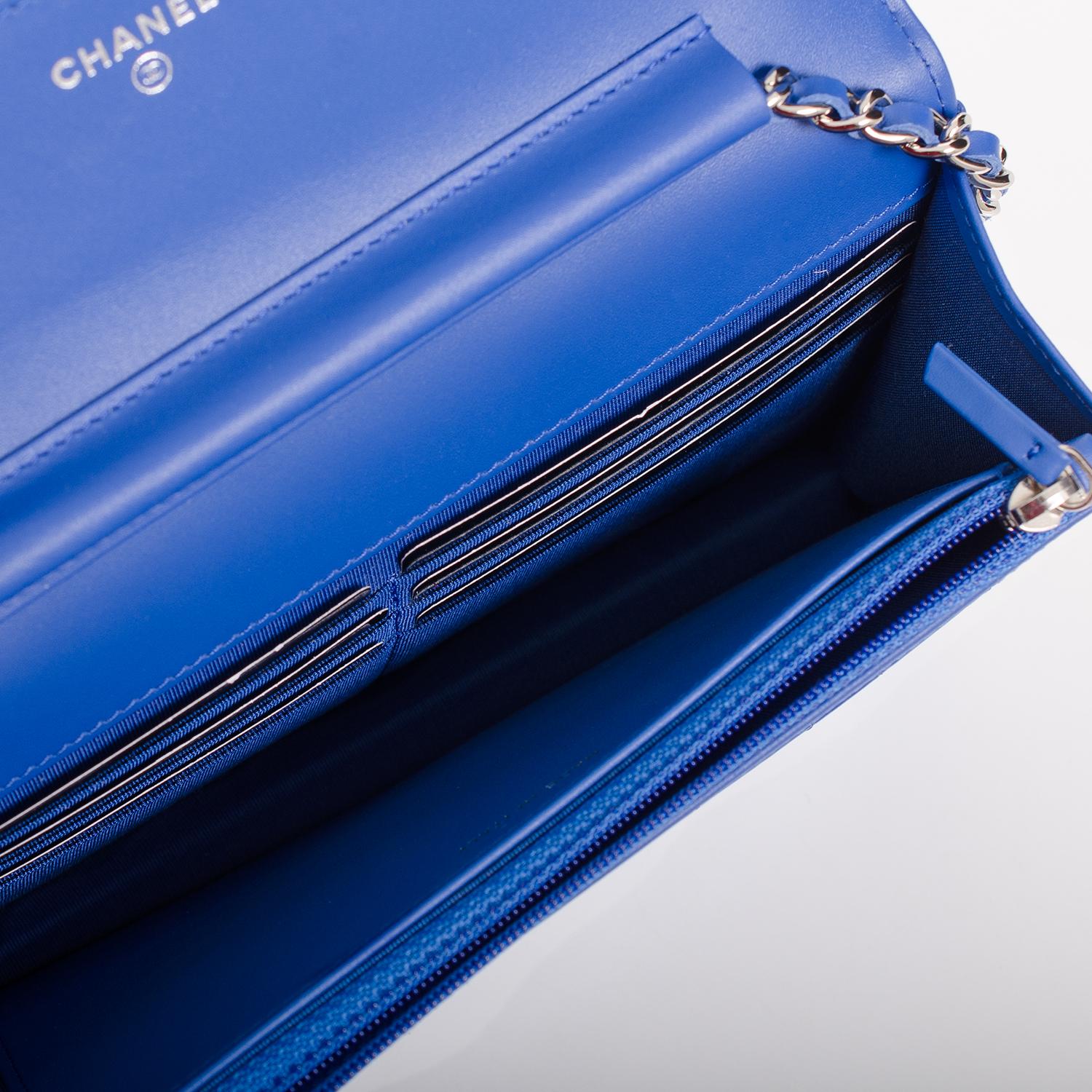 Rare Superman Blue Brand New Chanel 2014 Wallet on Chain WOC Patent ...