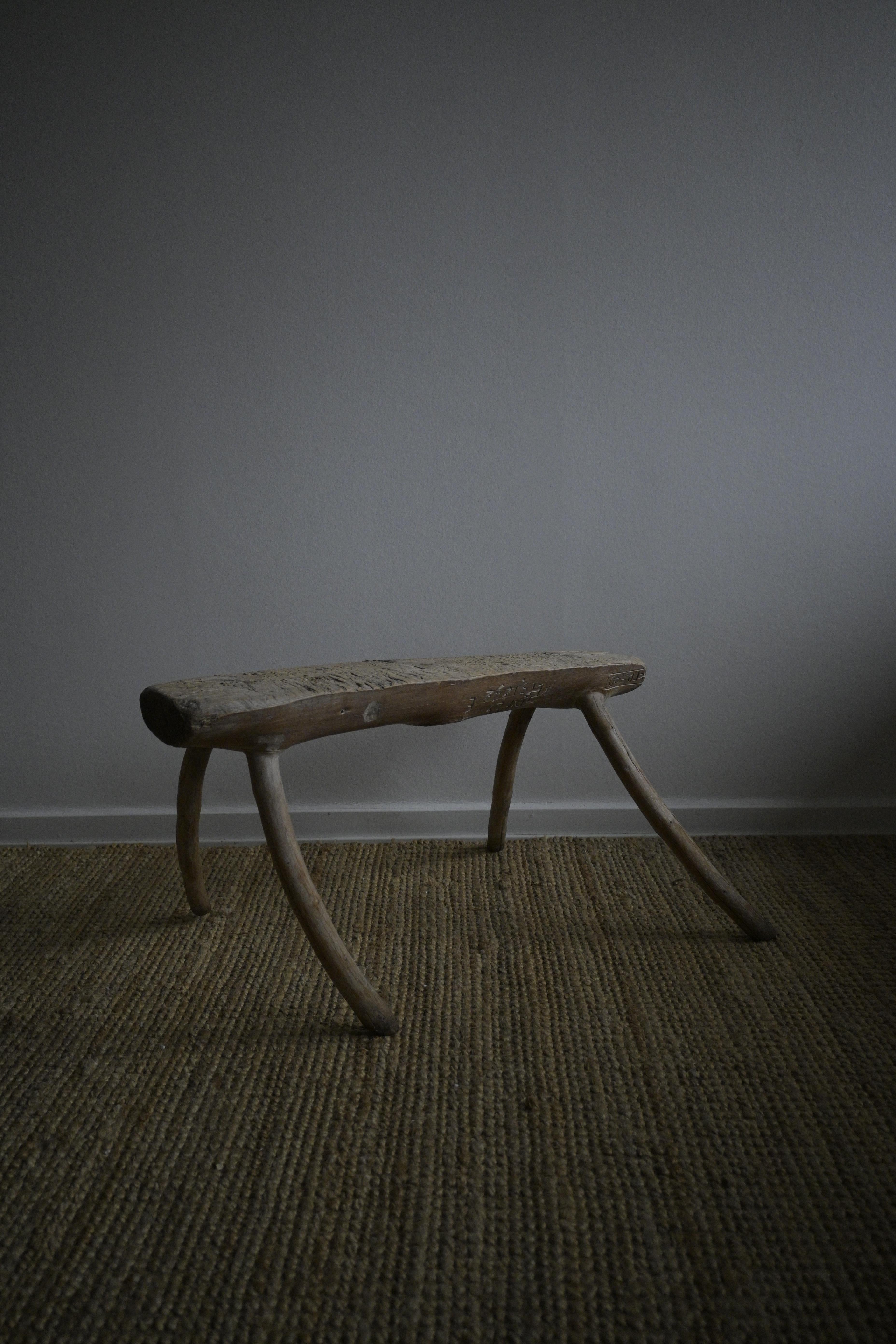 Rare Swedish Stool from Dalarna, dated 1852 For Sale at 1stDibs