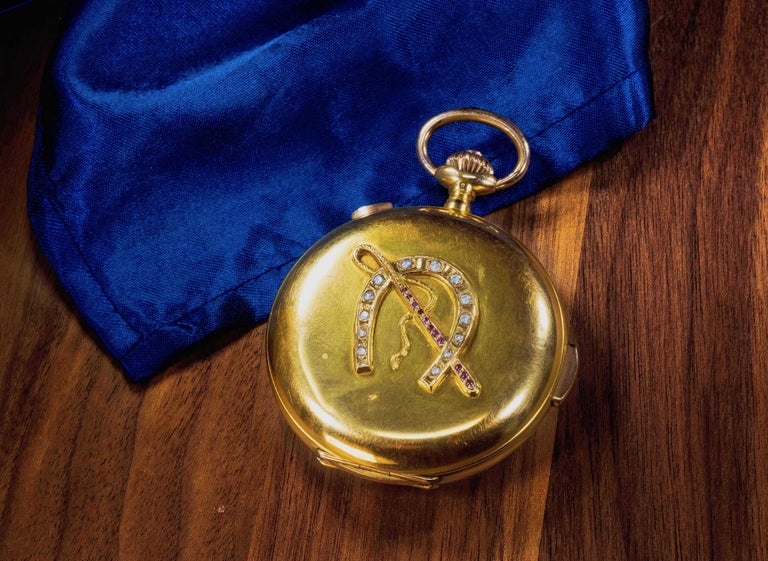 Swiss 18k Repeater Chronograph Diamond Ruby HorseRacing / Bet Motif ...