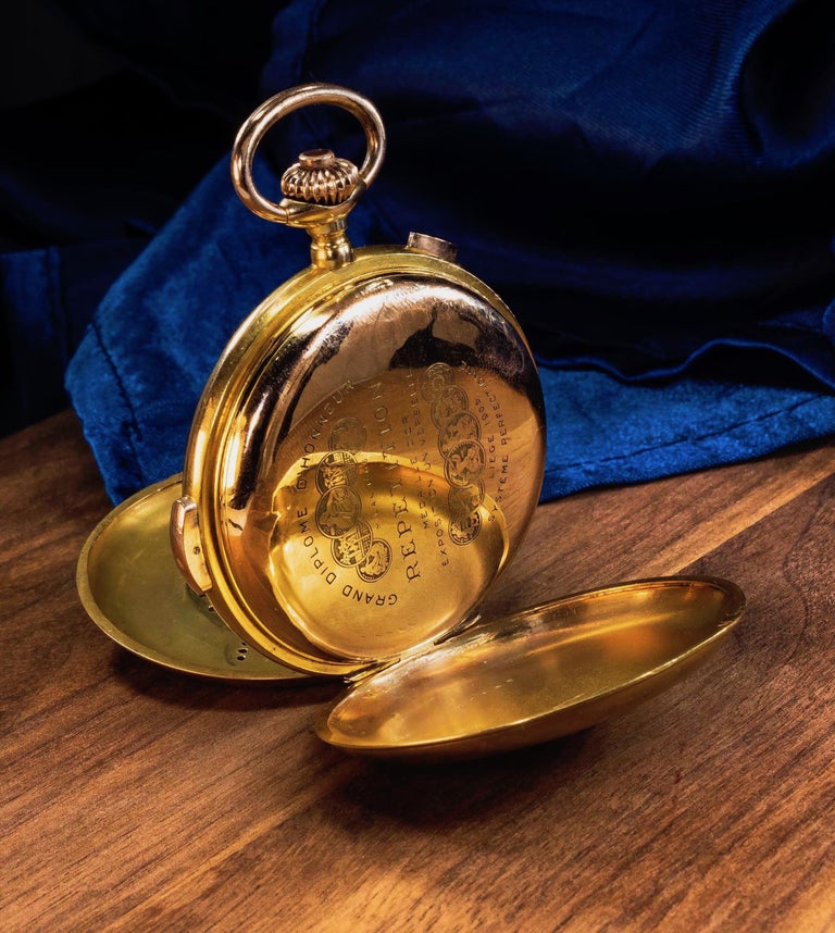 Swiss 18k Repeater Chronograph Diamond Ruby HorseRacing / Bet Motif ...