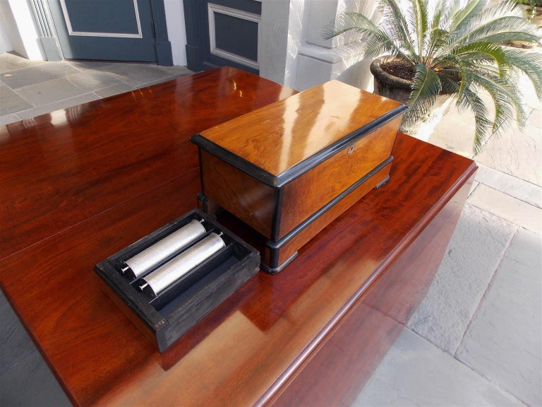Switzerland Mahogany Ebonized Hinged Music Box with Three Cylinders, C ...