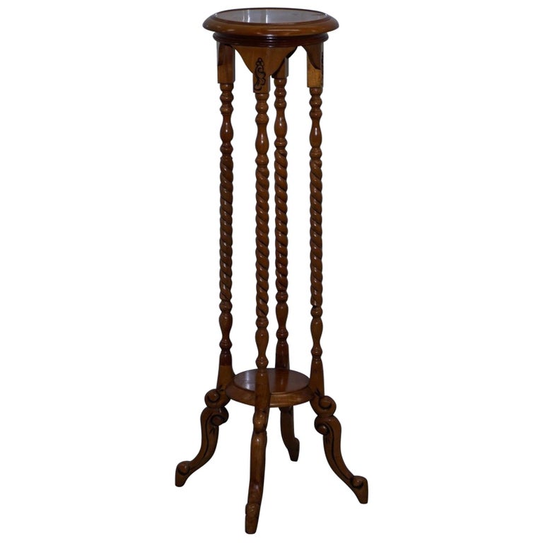 Rare Tall Fruitwood Torchere Barley Twist Pot Stand Nice Carved Wood ...