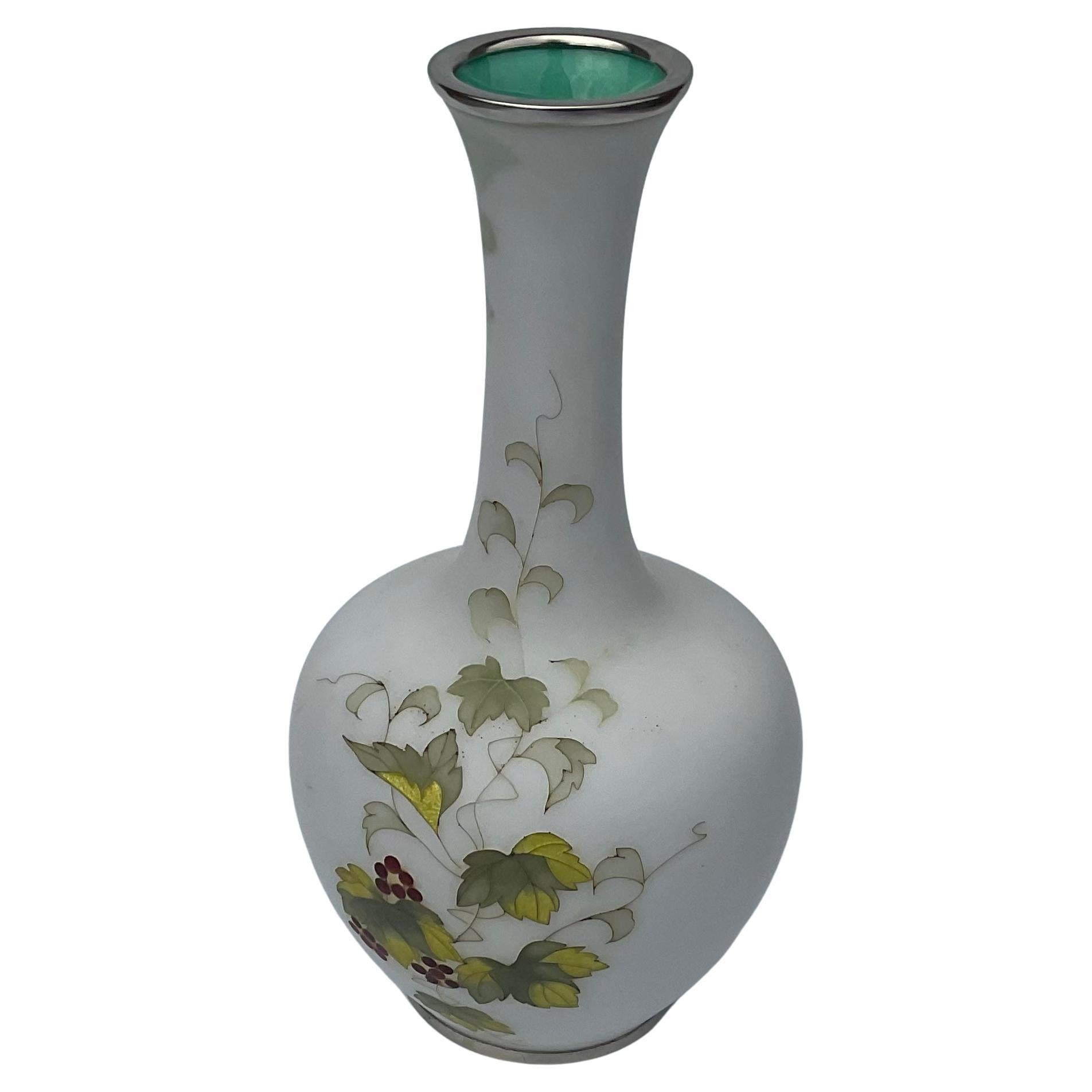 Bright and Colorful Chinese multi color Cloisonné vase with panels of ...